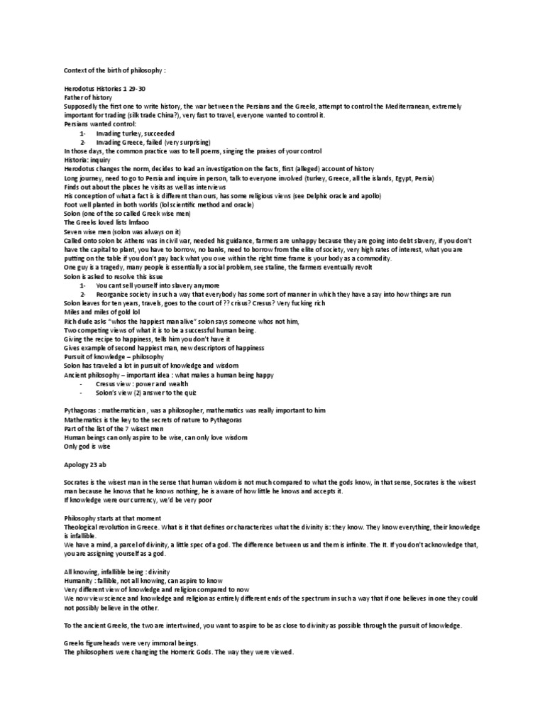 Context of The Birth of Philosophy | PDF | Knowledge | Achaemenid Empire