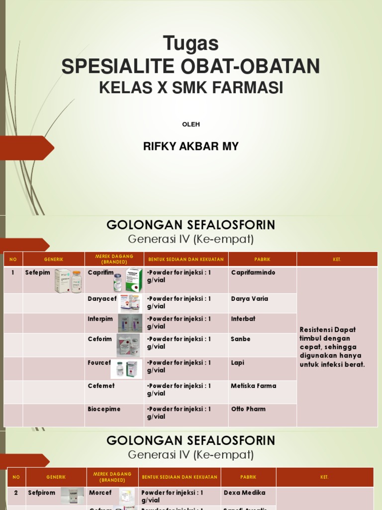 Contoh SPESIALITE OBAT (ANTIBIOTIKA) KELAS X | PDF
