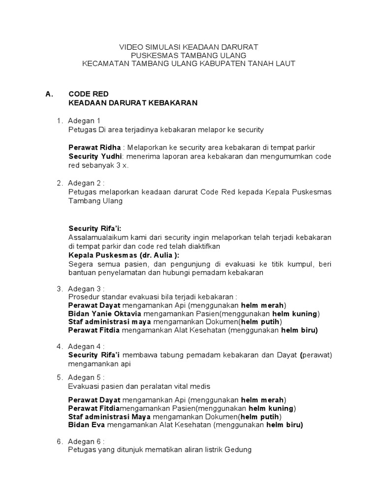 Simulasi Darurat Kebakaran Puskesmas | PDF