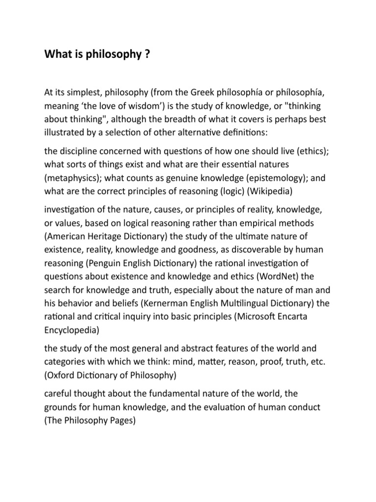 Overview of Philosophy and Its Branches | PDF | Philosophy