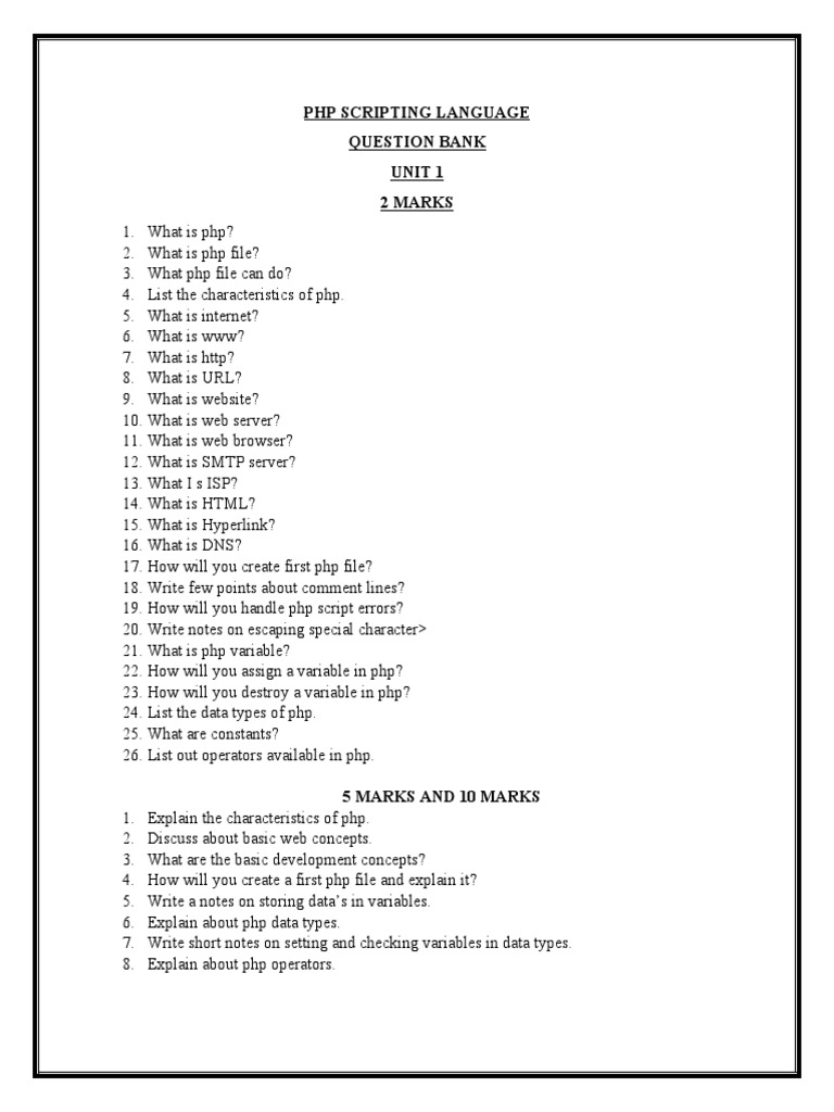 Php-Question Bank | PDF | Php | Internet & Web