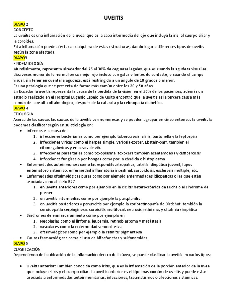 Uveítis: Causas, Síntomas y Tratamiento | PDF | Percepción visual ...