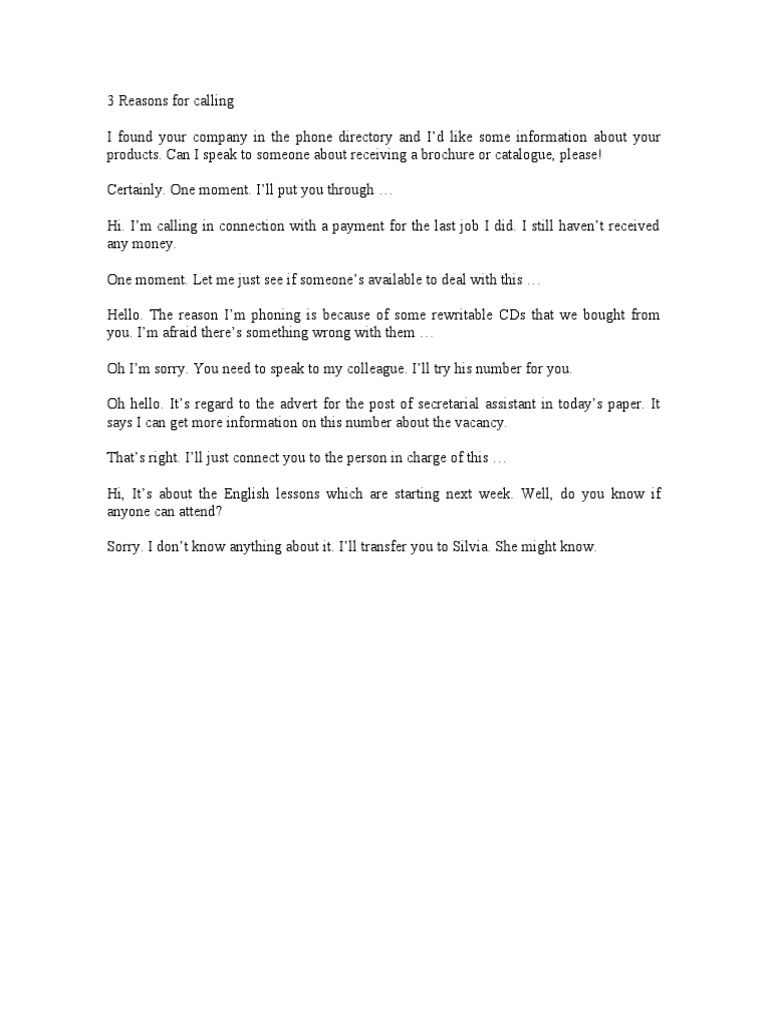 3 Reasons For Calling | PDF