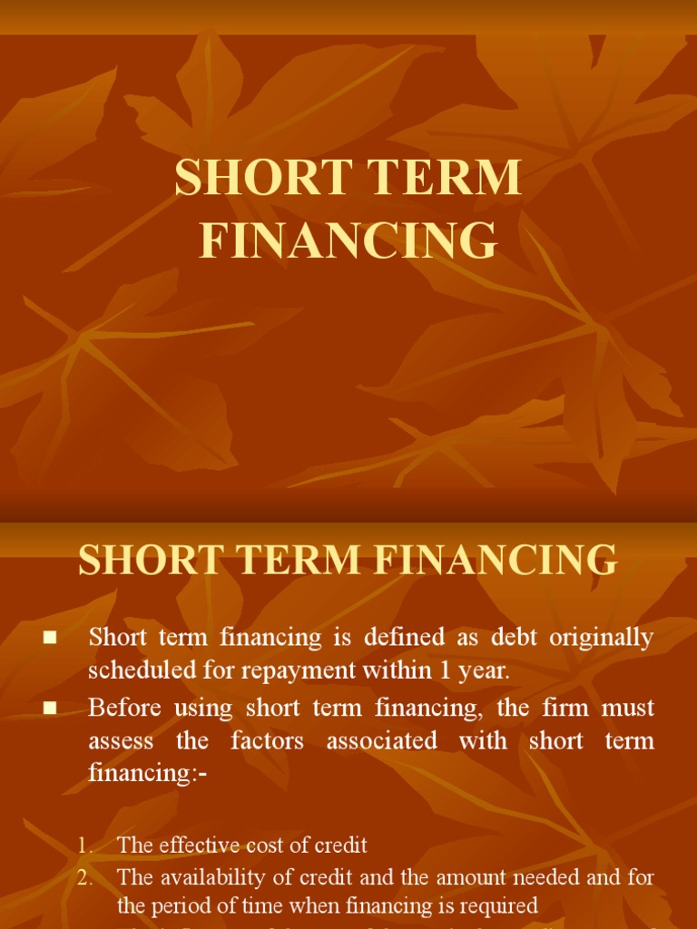 Understanding Short Term Financing | PDF | Interest | Line Of Credit