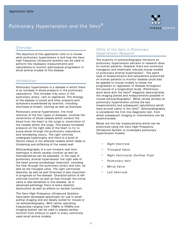 Application Note - Pulmonary Hypertension and The Vevo | PDF | Heart ...