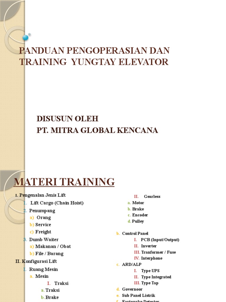 Panduan Operasional Lift Yungtay | PDF