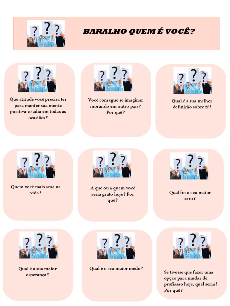 Baralho Quem É Você | Download grátis PDF | Pensamento | Vida