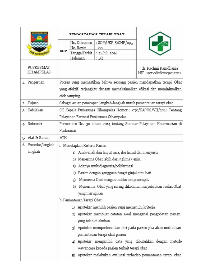 PDF 7 Sop Pemantauan Terapi Obat - Compress | PDF