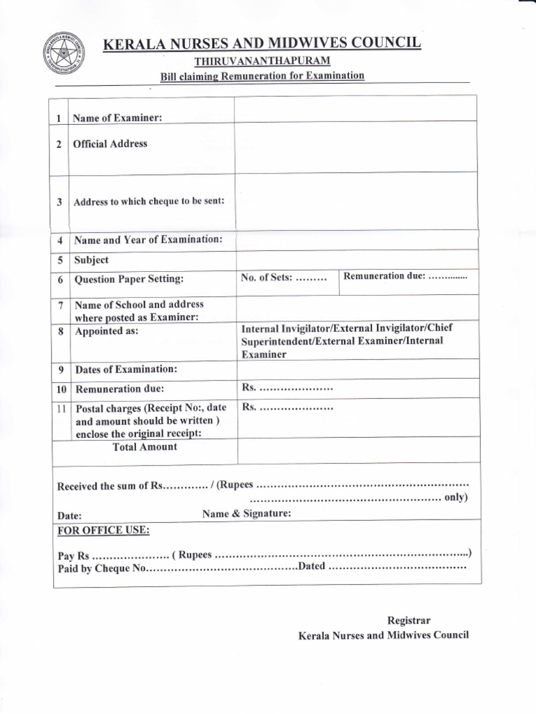 Bill Claiming Remuneration For Examination | PDF | Health Care