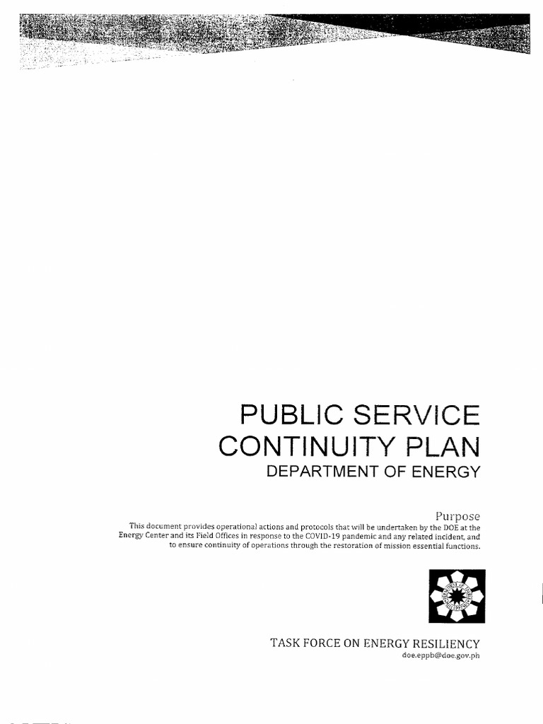 Public Service Continuity Plan of The Department of Energy | PDF ...