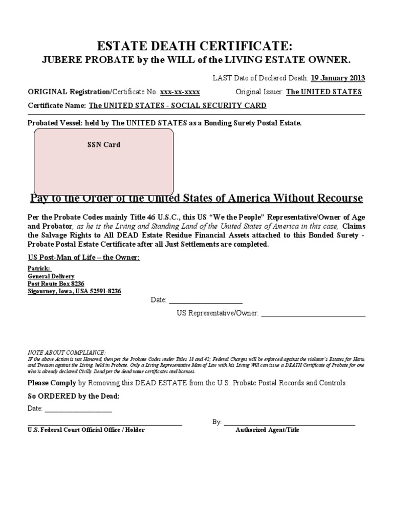 Death Certificate Template 23 | PDF