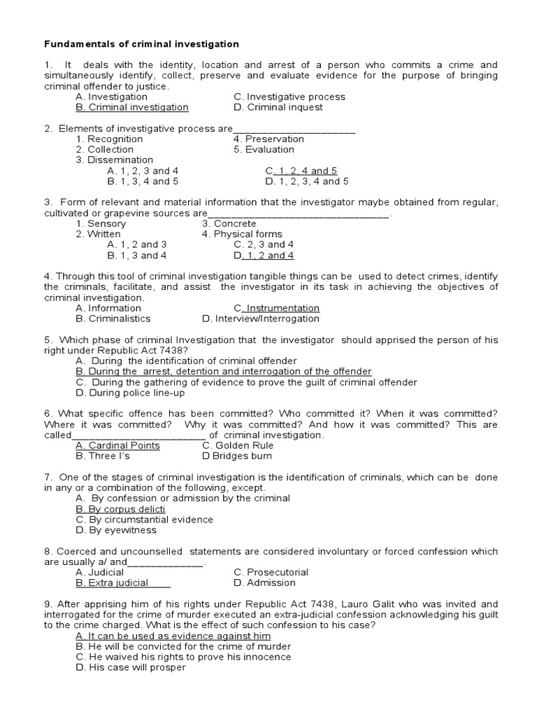 Criminal Investigation Basics | PDF | Crime Scene | Confession (Law)