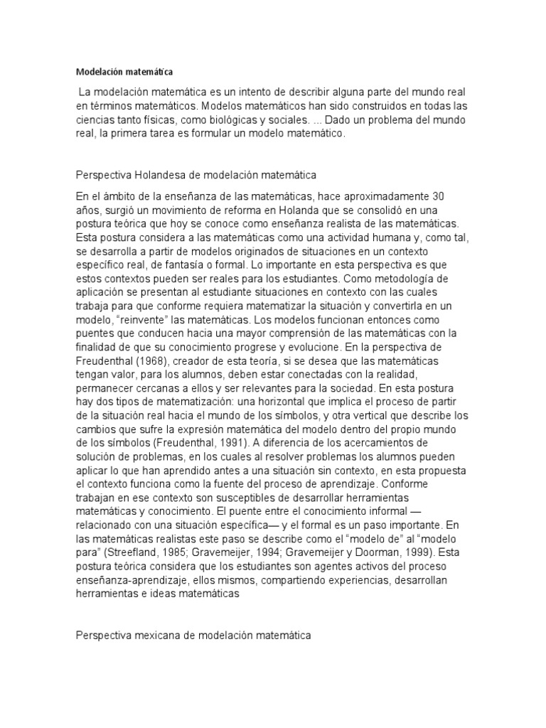 Modelación Matemática | PDF | Matemáticas | Aprendizaje