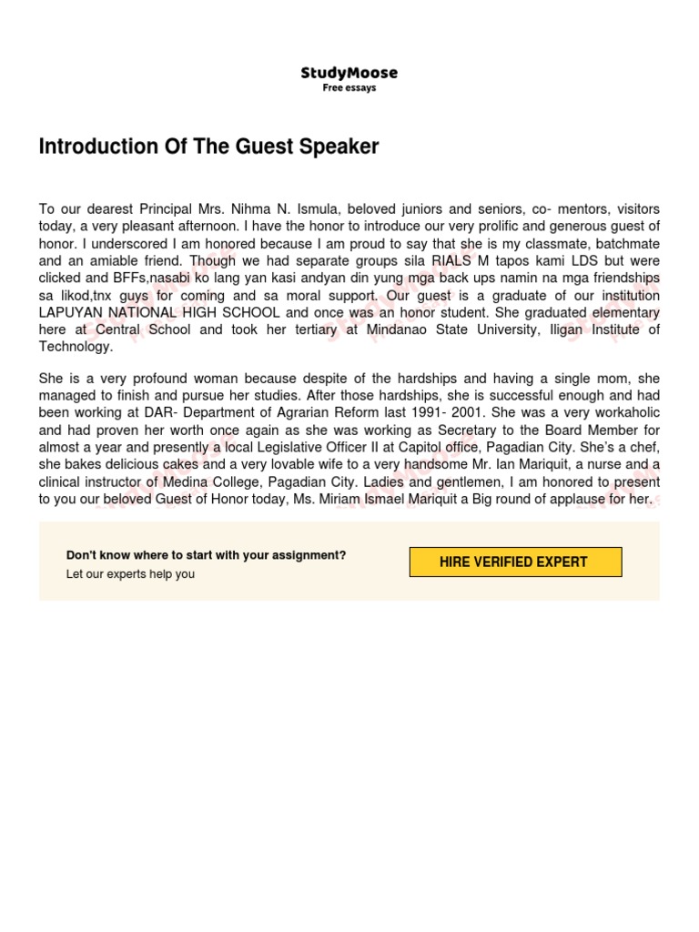 Introduction of The Guest Speaker | PDF