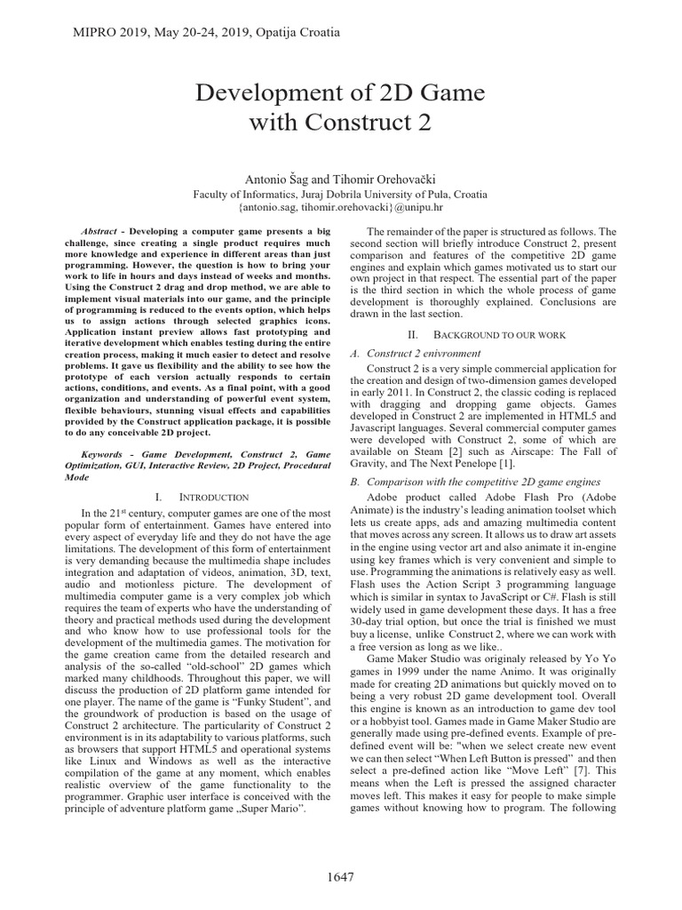 Development of 2D Game with Construct 2 | PDF