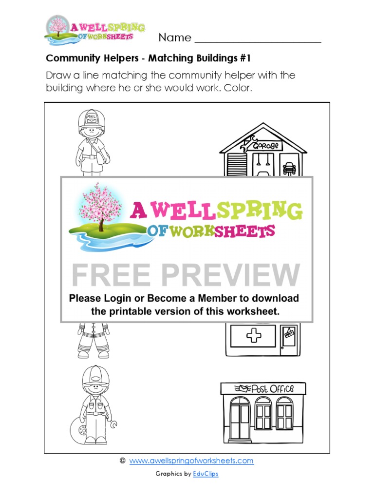 Community Helpers Matching Buildings 1 Free | PDF