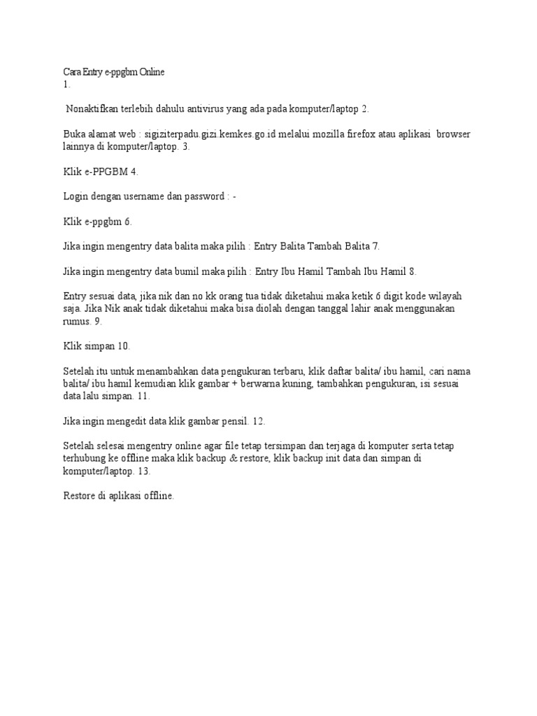 Panduan Entry Data E Ppgbm Online Pdf