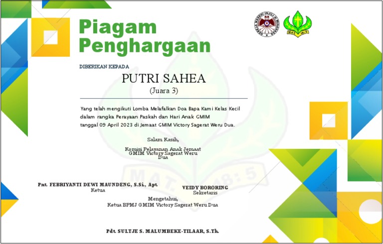 Piagam Lomba CCA | PDF