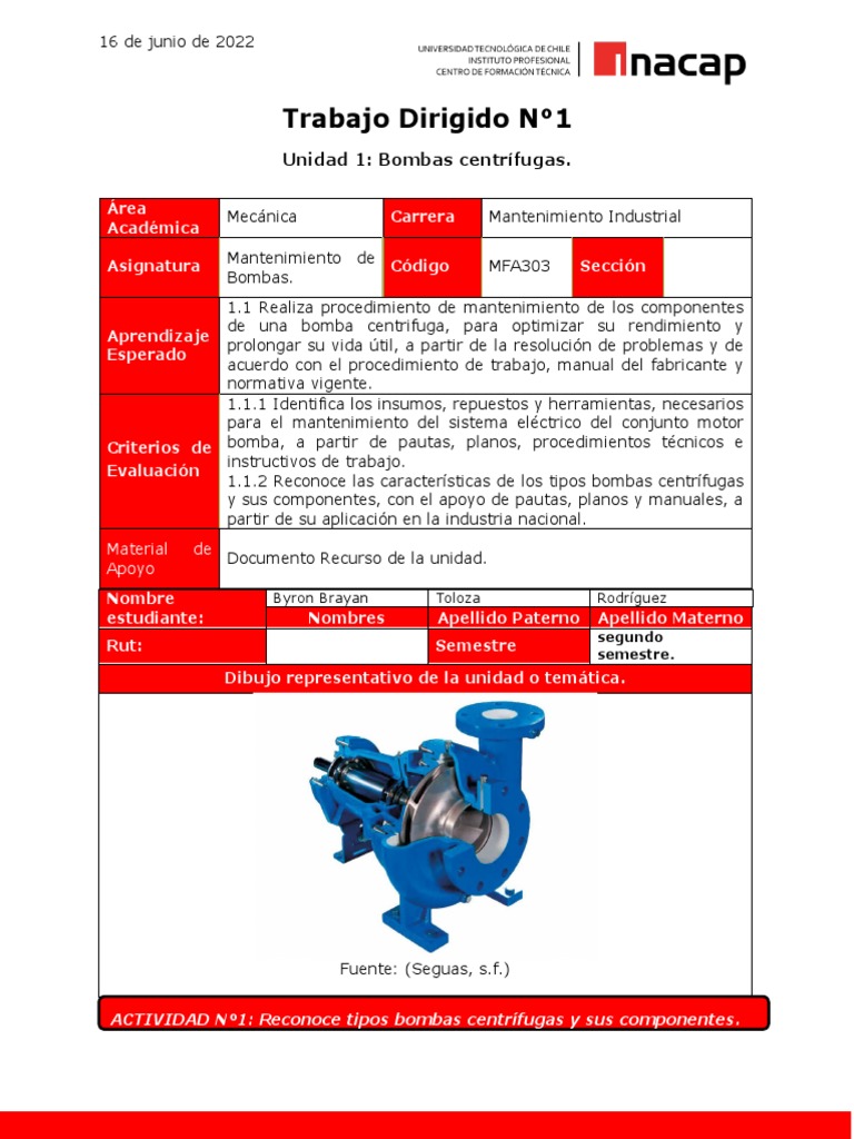 Mfa303 U1 TD1 | PDF | Bomba | Acero