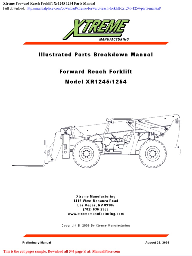 Xtreme Forward Reach Forklift Xr1245 1254 Parts Manual | PDF