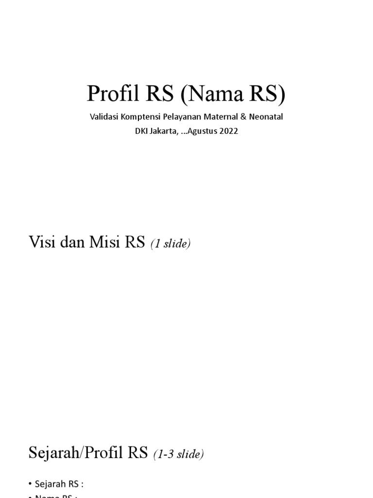 Template Profil RS Validasi Pelayanan Maternal - Neonatal | PDF | Bisnis | Sains & Matematika