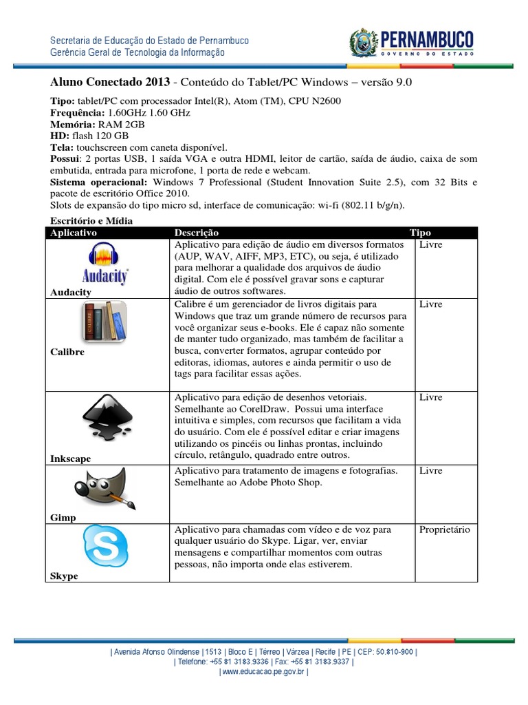 Aluno Conectado 2013 - Conteúdo Do TabletPC Windows V 9.0 | PDF | Software gratuito | Microsoft ...