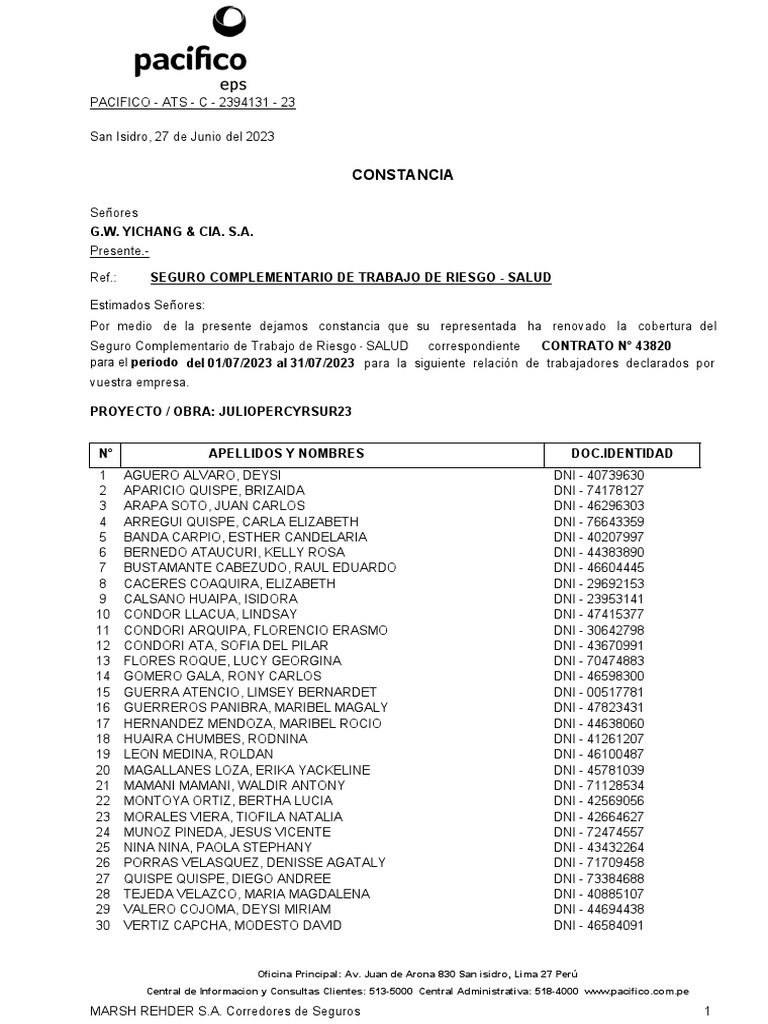 SCTR - Salud - Percy - Julio | PDF