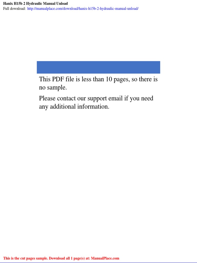 Hanix h15b 2 Hydraulic Manual Unload | PDF