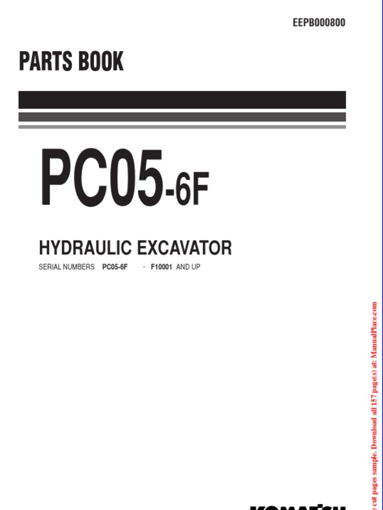 Komatsu Pc05 6f Hydraulic Excavator Parts Book | PDF