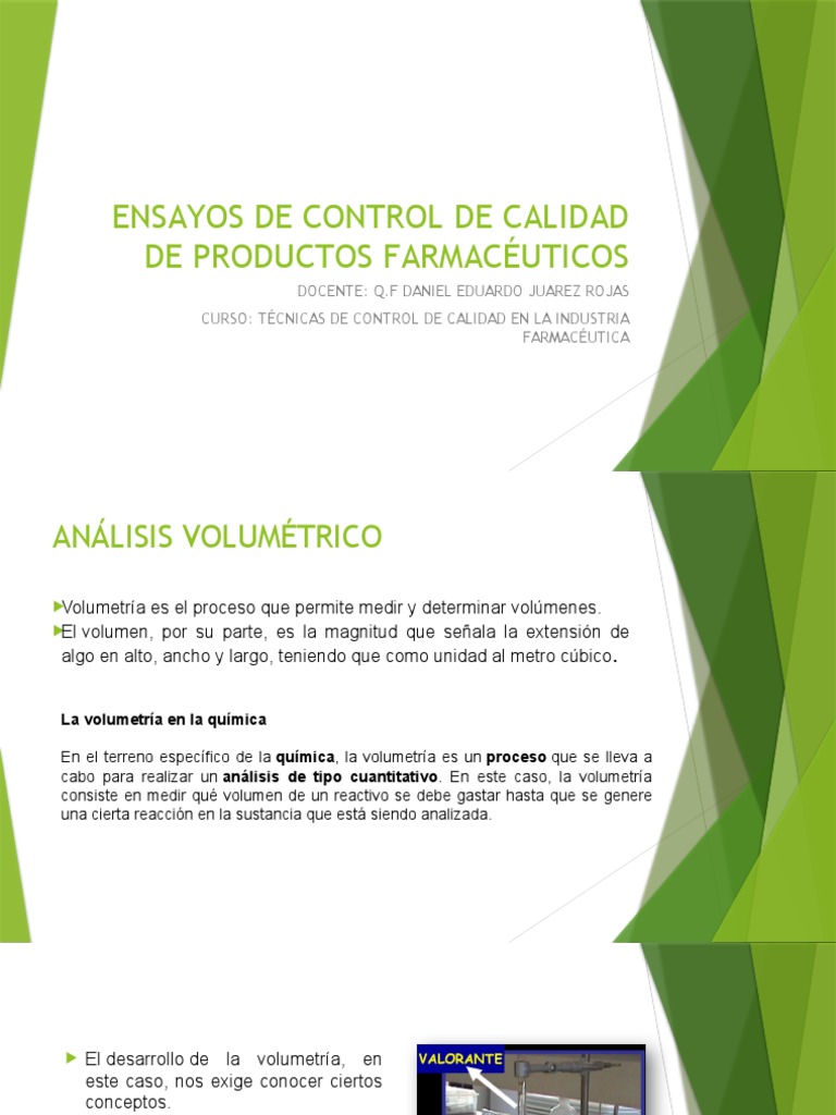 Ensayos de Control de Calidad de Productos Farmacéuticos | PDF | Química | Análisis