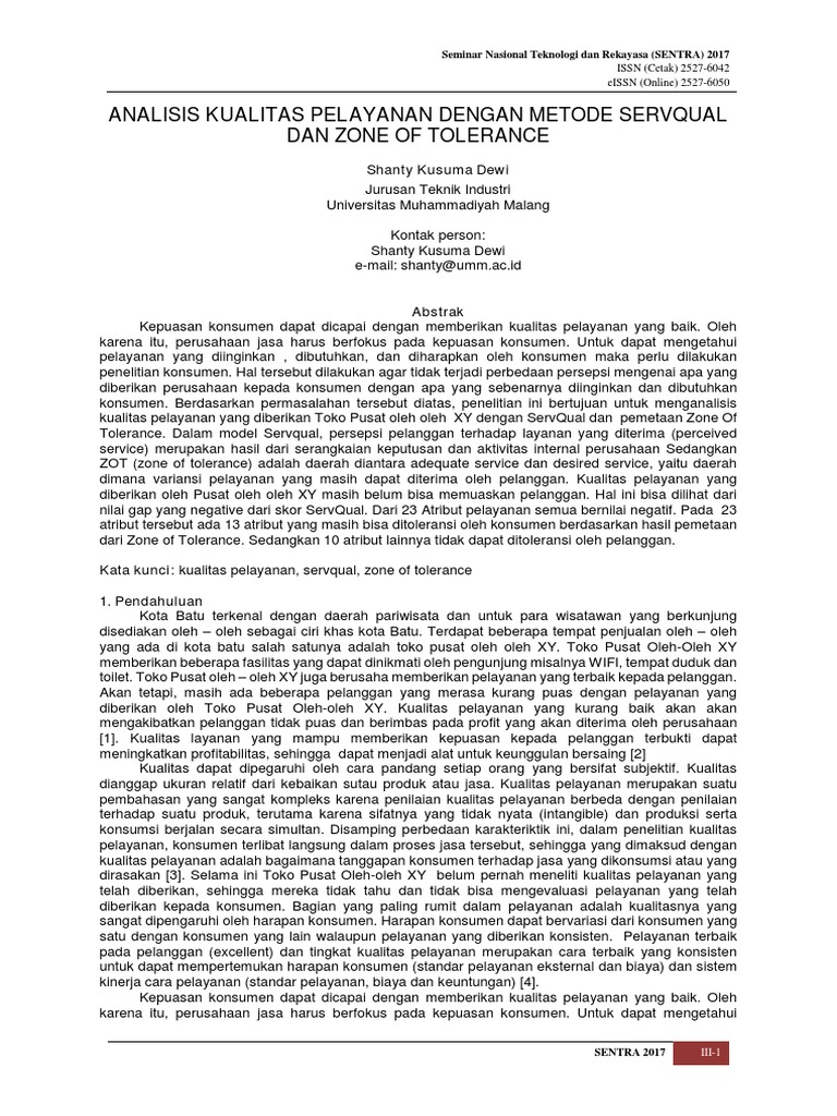 Dewi - Kualitas Pelayanan Servqual Zone of Tolerance | PDF