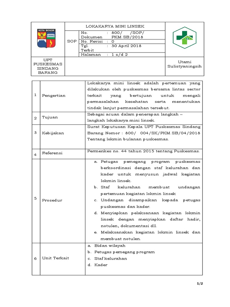 Sop Lokmin Linsek | PDF