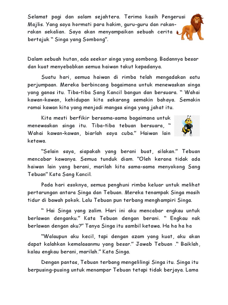 Singa Yang Sombong Tahap 1 | PDF