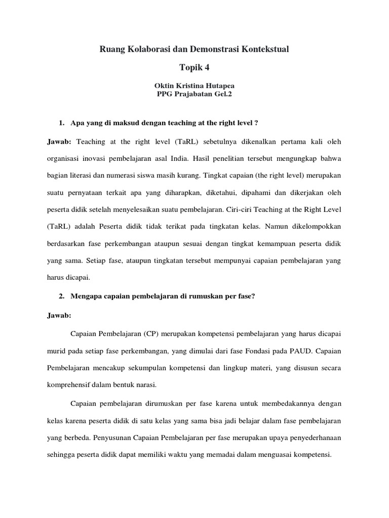 Ruang Kolaborasi Dan Demonstrasi Kontekstual Topik 4 | PDF | Karier & Perkembangan