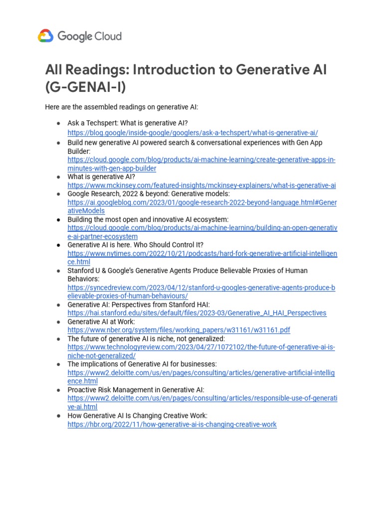 Introduction To Generative AI | PDF | Artificial Intelligence ...