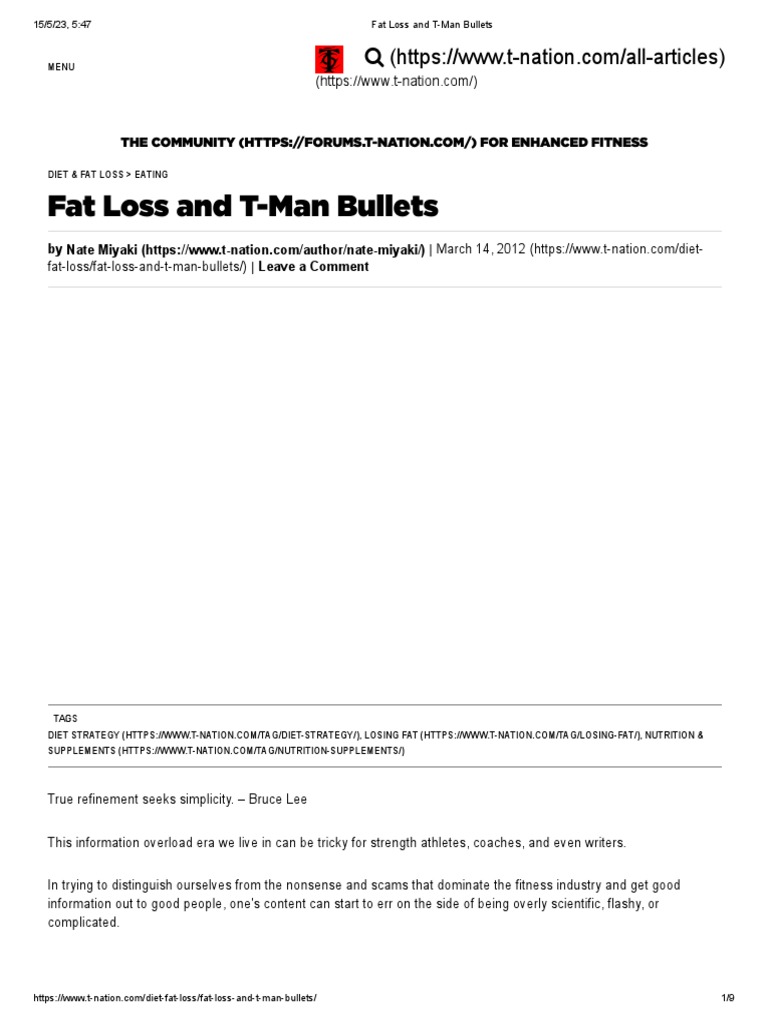 Fat Loss and T-Man Bullets | PDF