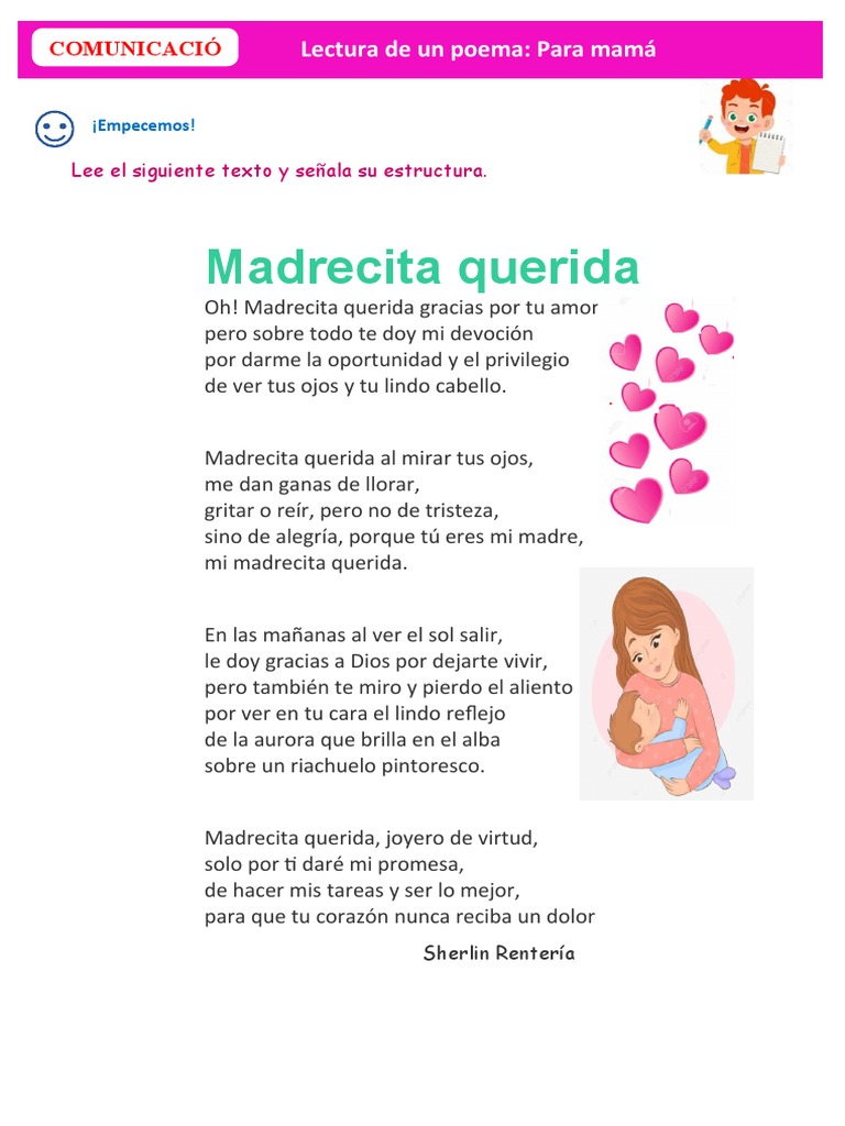 D1 A1 Ficha Com Lectura De Un Poema Para Mamá Pdf