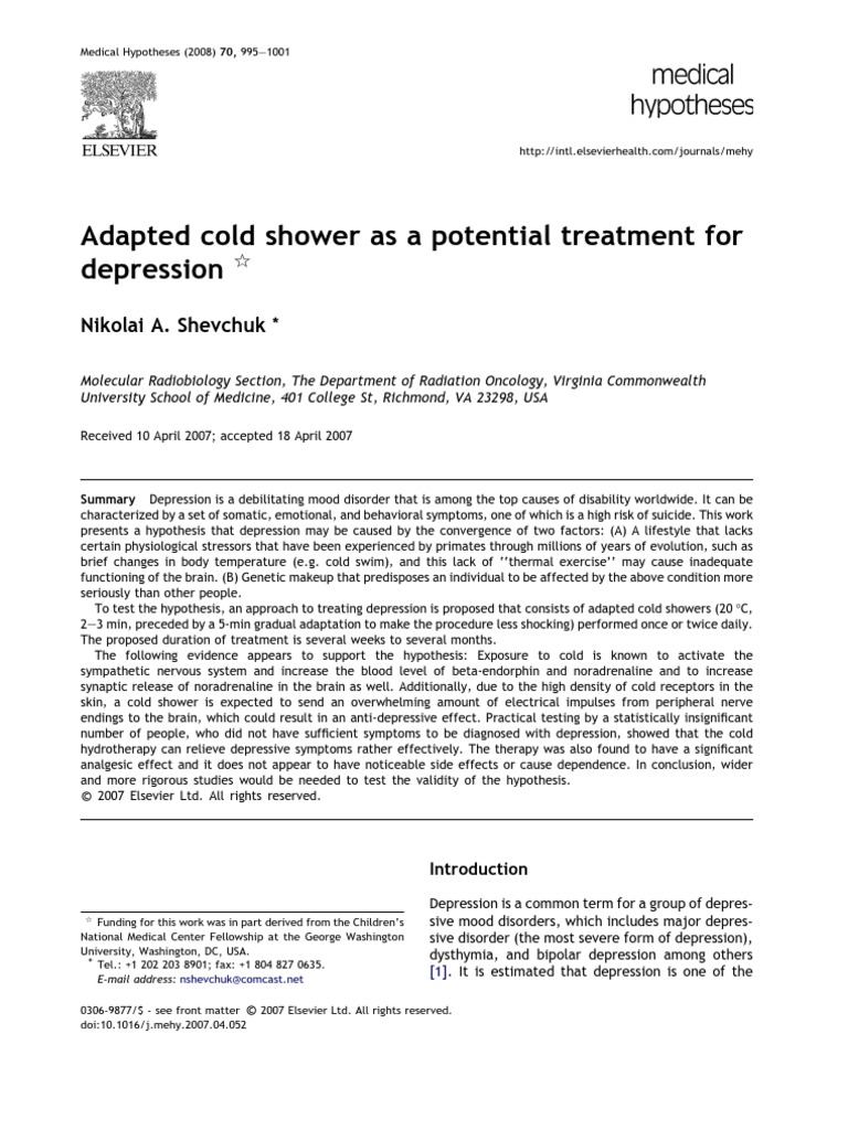 Cold Showers as Depression Treatment | PDF