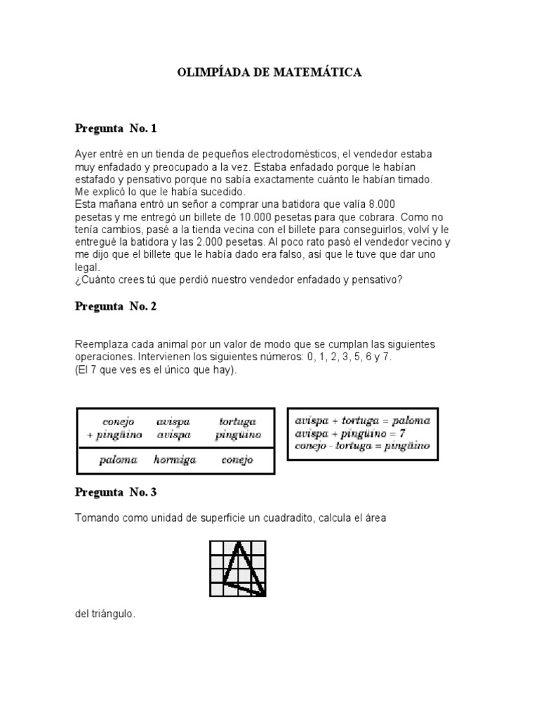 Ejercicios de olimpiadas de las matemáticas | PDF
