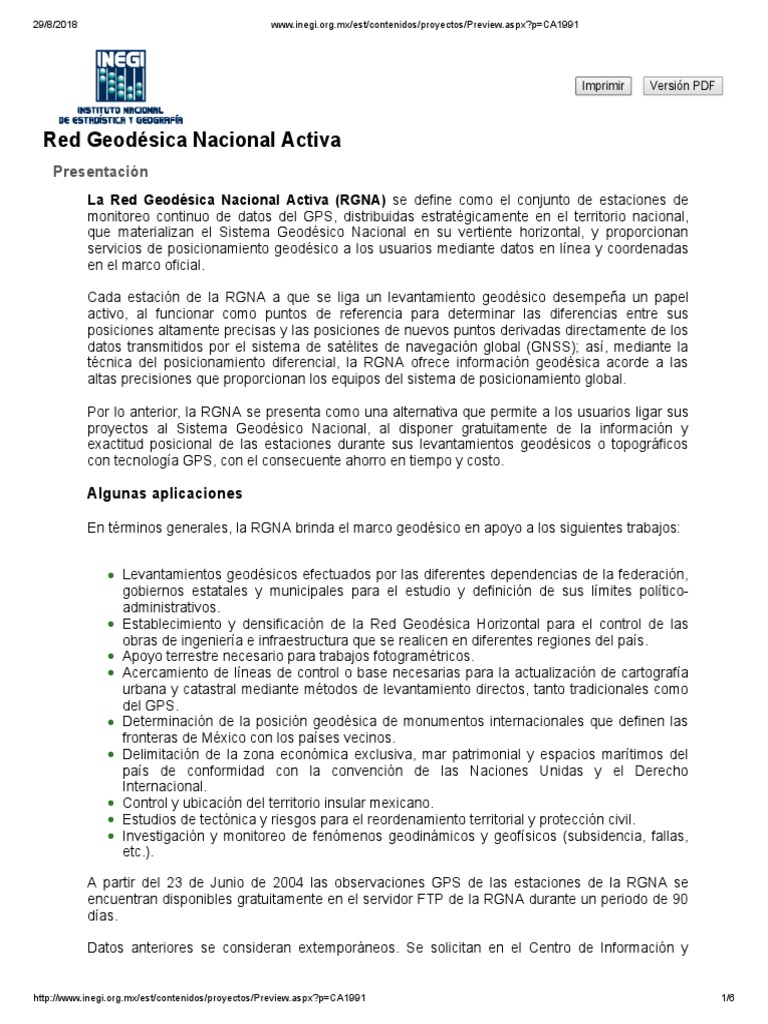 Red Geodesica Nacional Activa | PDF | Sistema de Posicionamiento Global ...