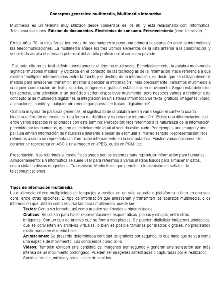 Tipos de información multimedia | PDF