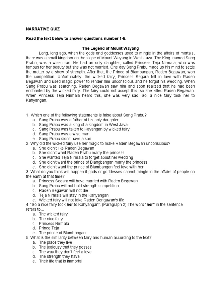 Narrative Quiz | PDF
