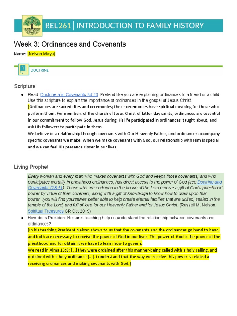 Week 3 - Ordinances and Covenants | PDF
