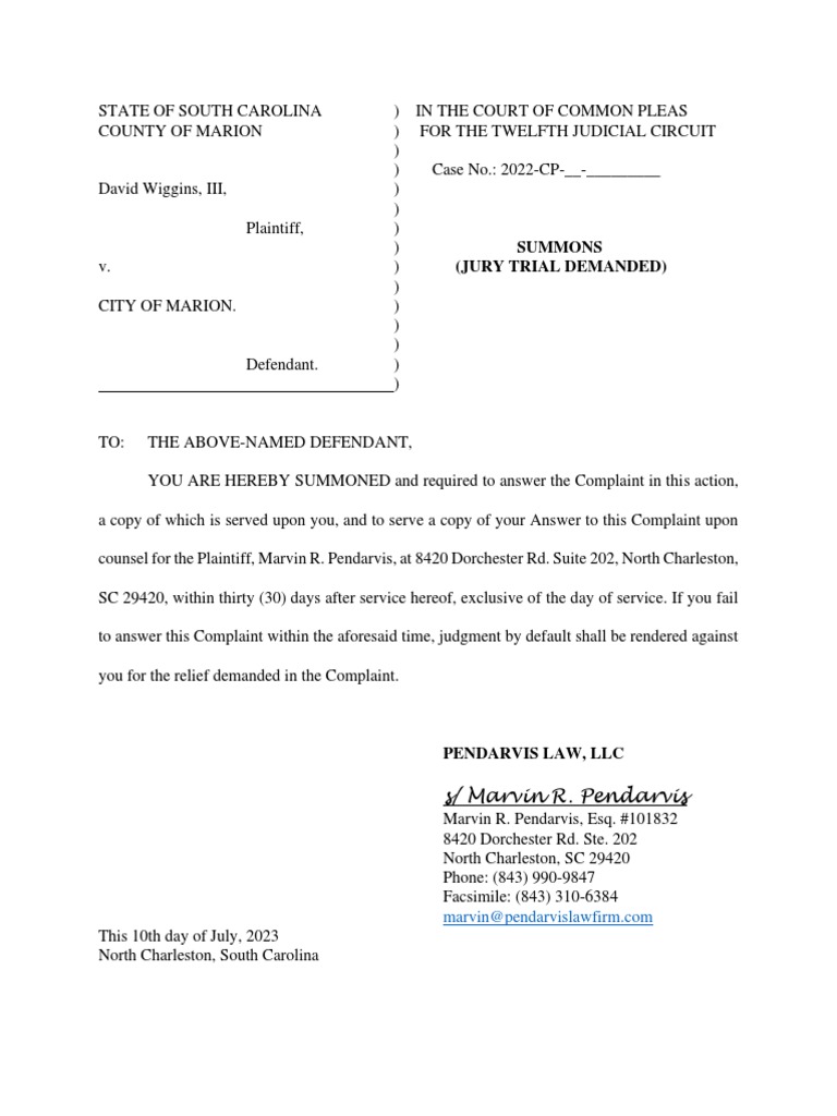 Summons and Complaint | PDF | Negligence | Damages