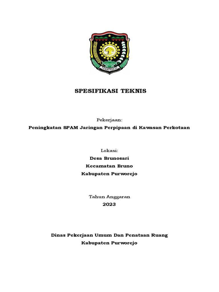 SPESIFIKASI TEKNIS DAN RKS SPAM Brunosari Edit 1 | PDF