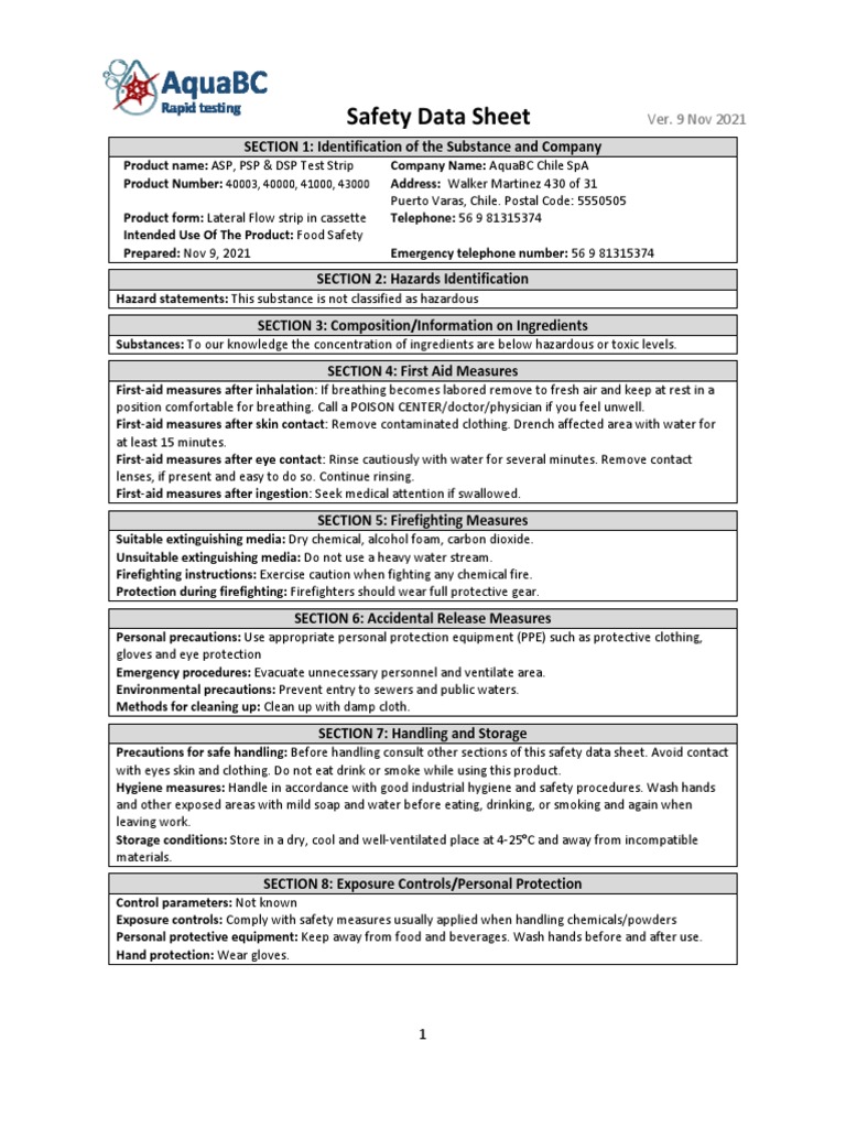 SDS Test Strip | PDF | Wellness
