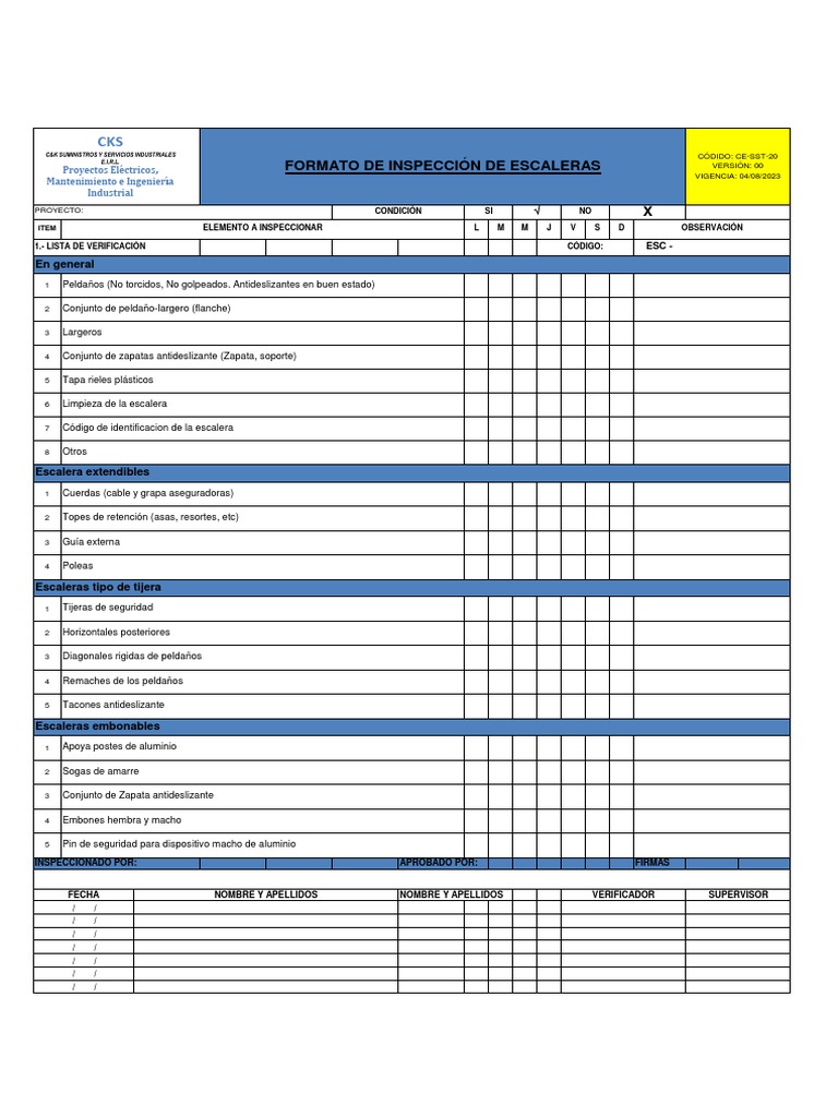 Check List de Escalera | PDF