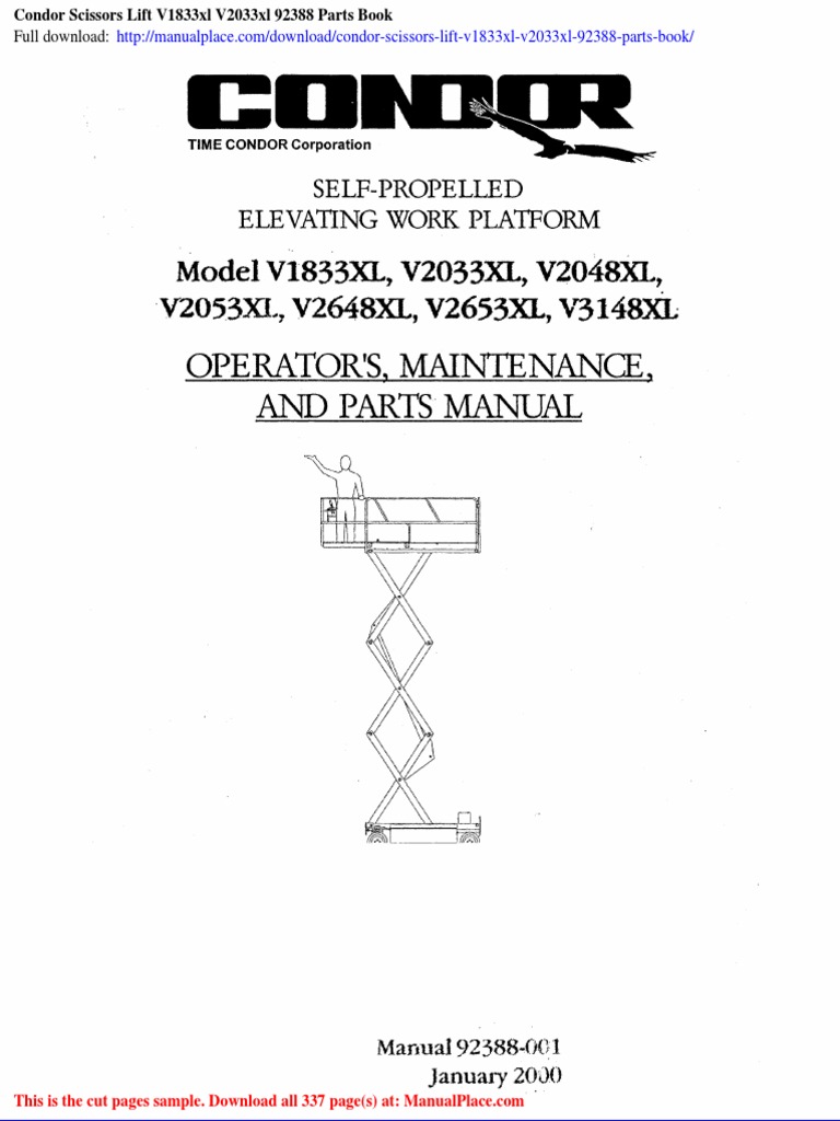 Condor Scissor Lift Parts Manual 92388 | PDF | Elevator | Forklift