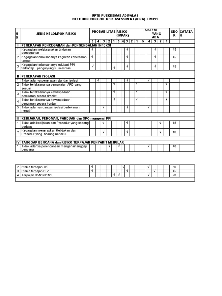 Contoh ICRA Program PPI Puskesmas | PDF
