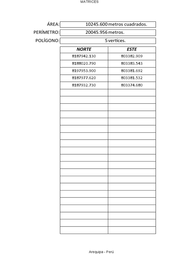 Área y Perímetro (Matrices) (T) | PDF